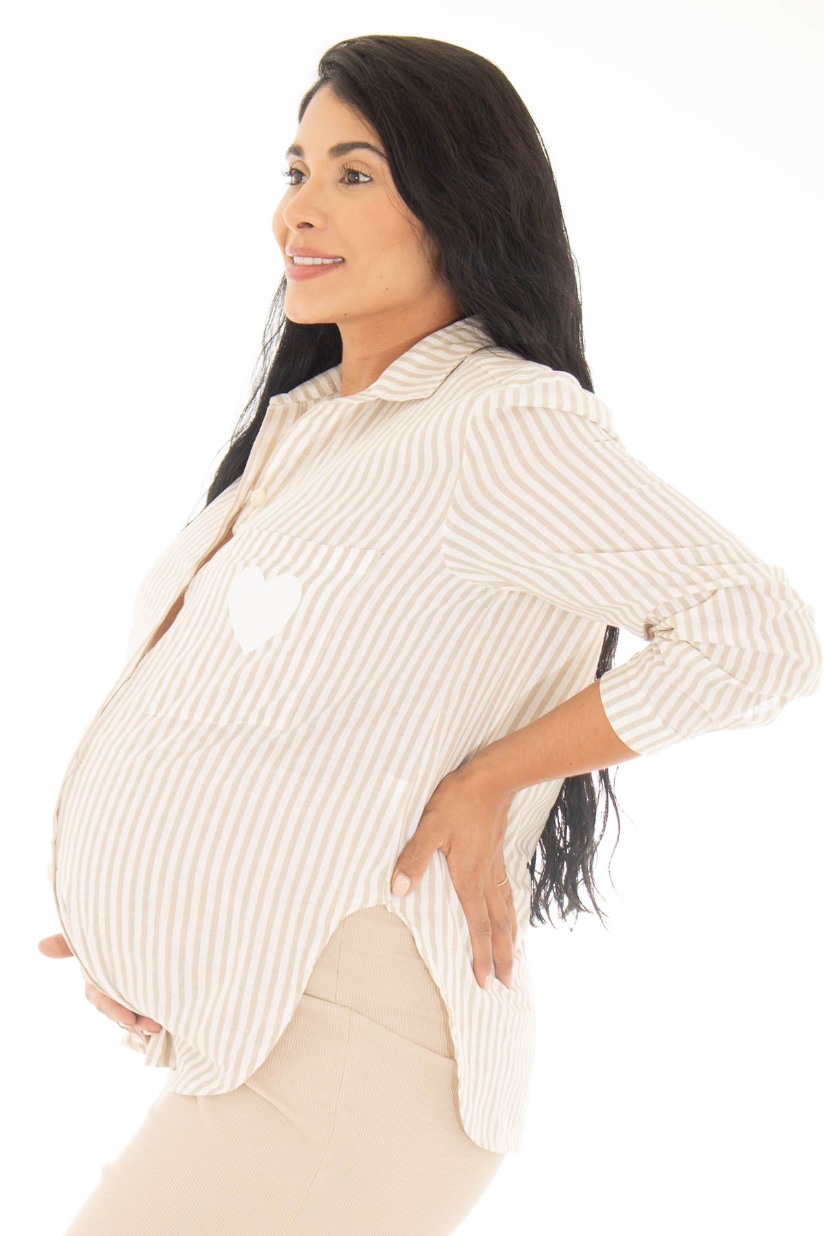 Camisa Basic caqui para embarazadas – Clio Ropa Materna