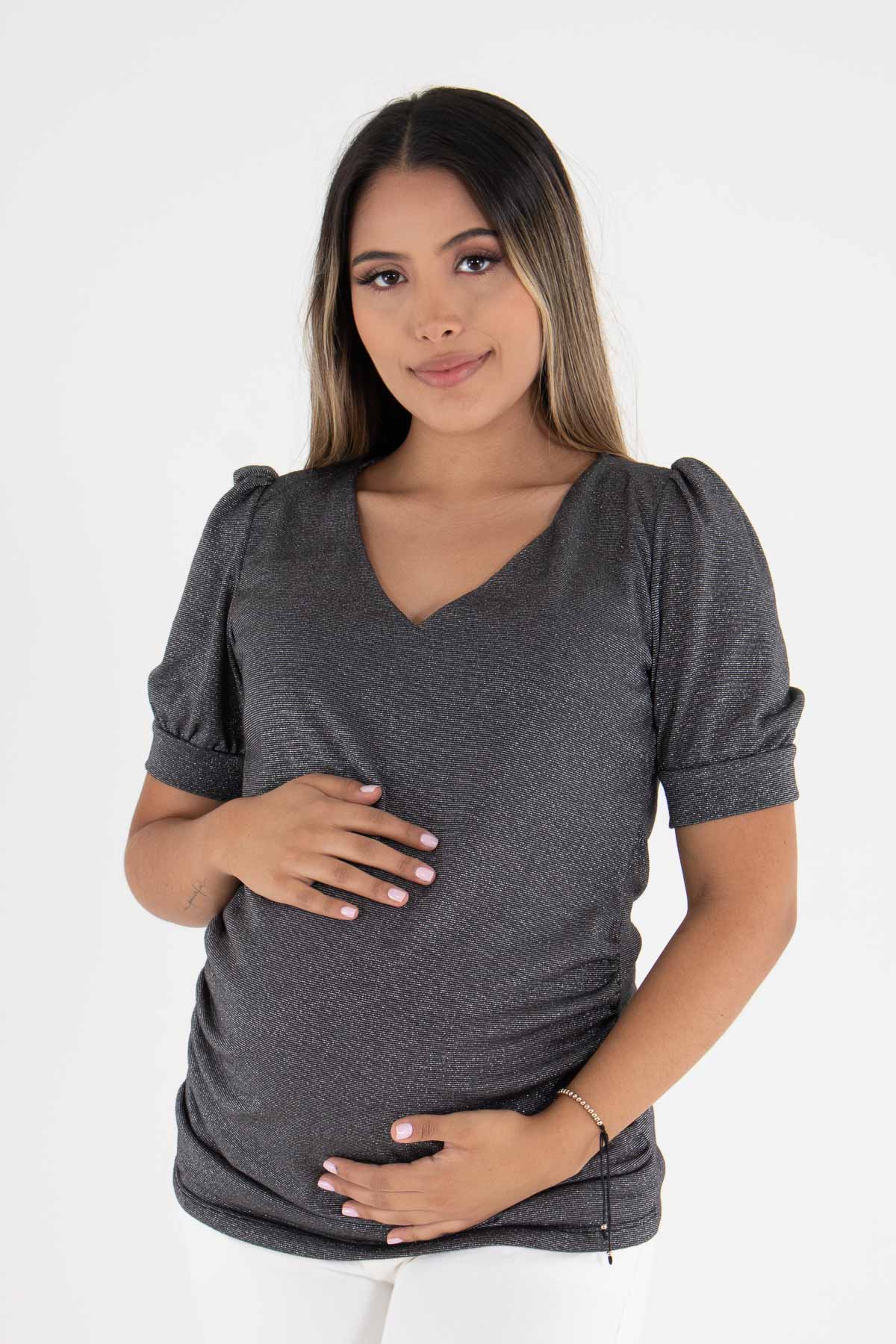Blusa Candelaria gris para embarazadas – Clio Ropa Materna