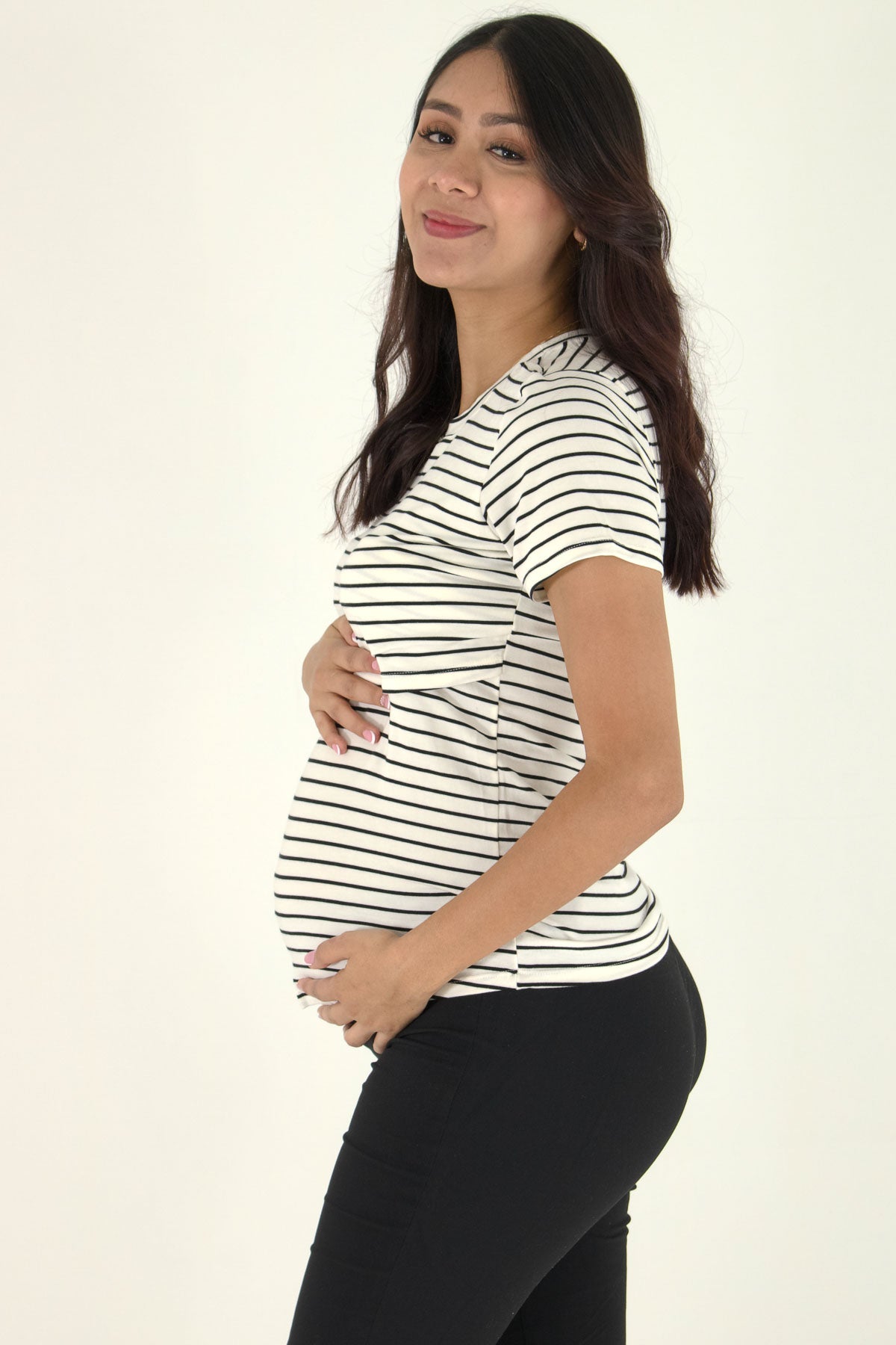 Camiseta lactancia Line negro para embarazadas – Clio Ropa Materna